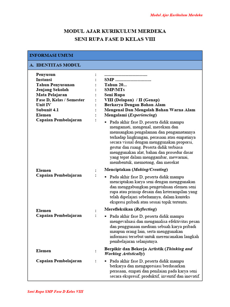Modul Ajar Unit 4 | PDF