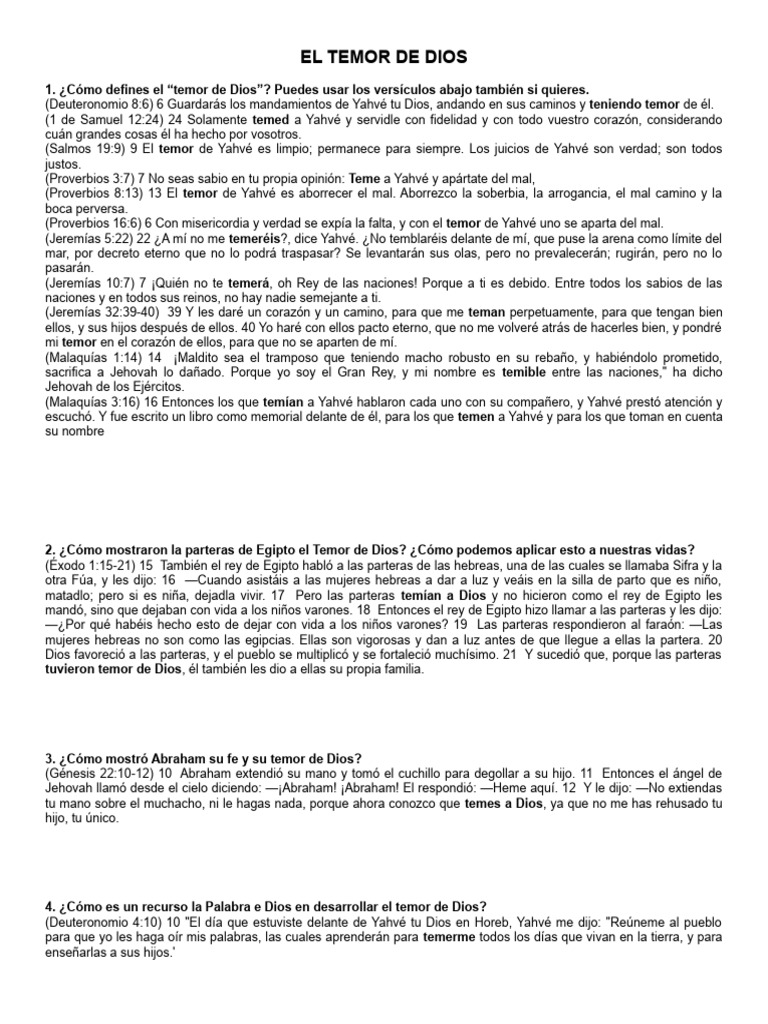 El Temor de Dios | PDF | Abrahán | Salmos