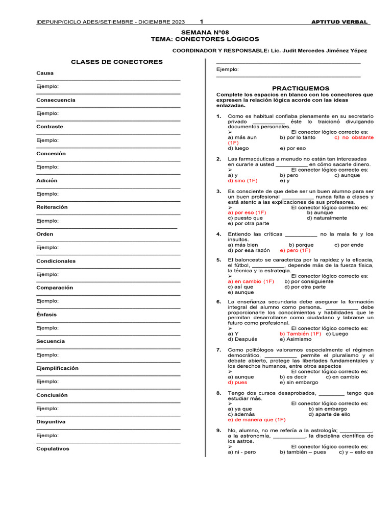 Conectores Lógicos: Ejemplos y Práctica | PDF