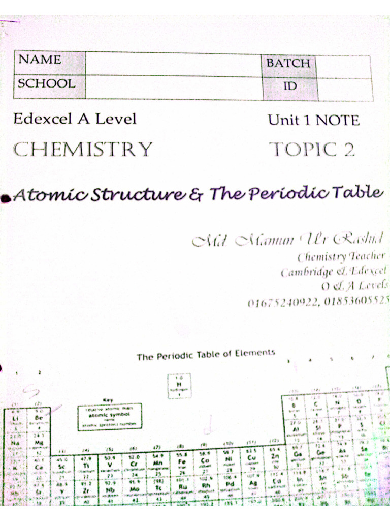 Topic2 Atomic Structure & Periodic Table | PDF