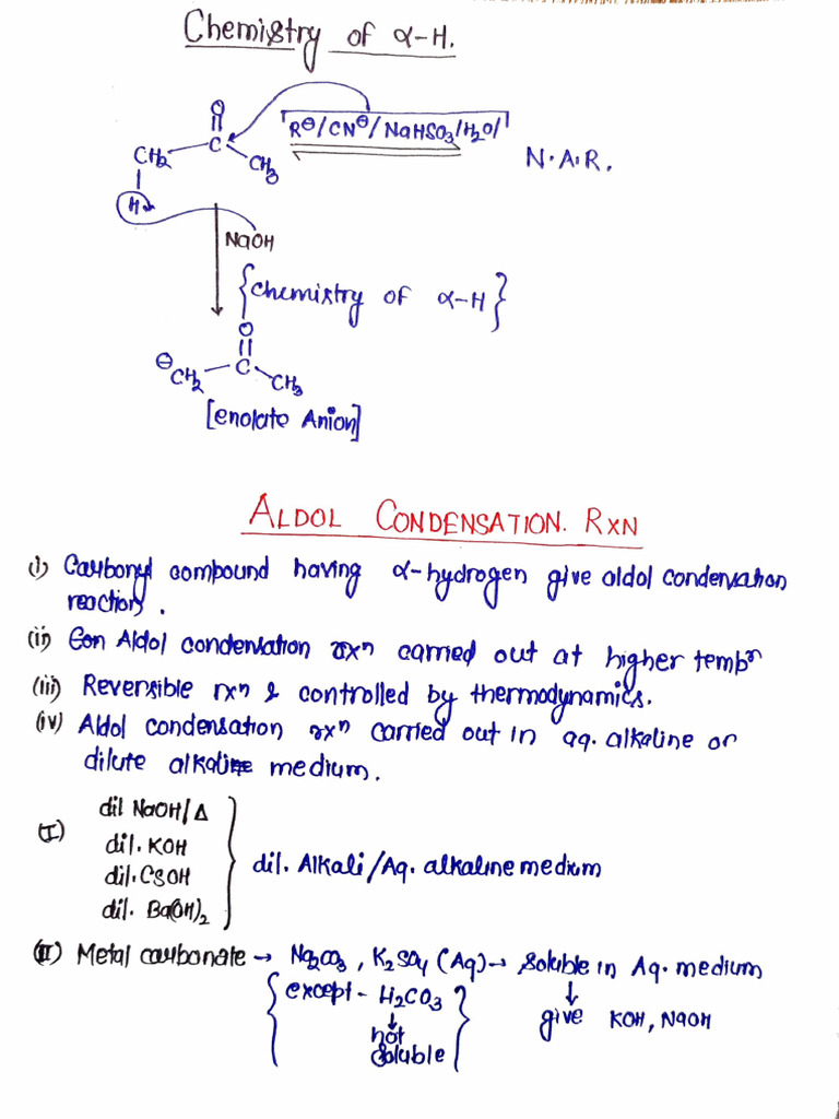 Reaction Mechanism Part-4 (Alpha-H Chemistry+nsr) | PDF