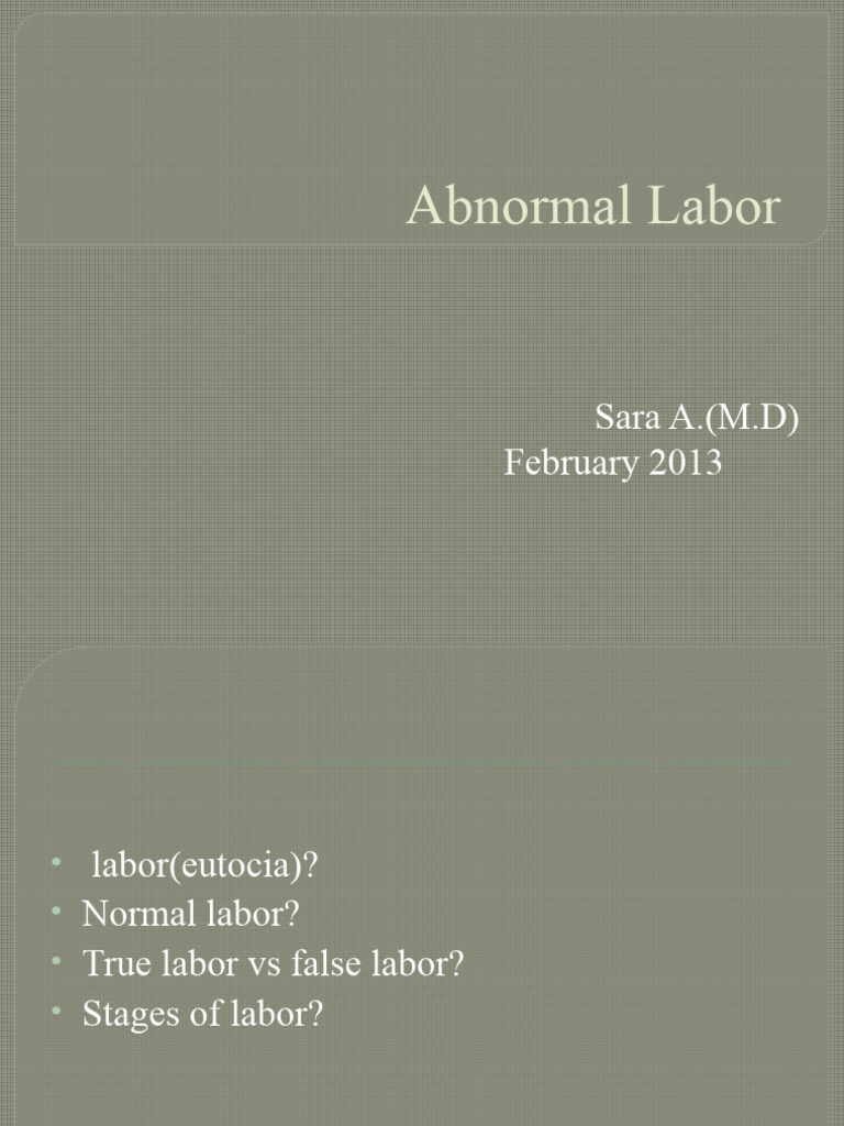 Abnormal Labor | Download Free PDF | Childbirth | Pelvis