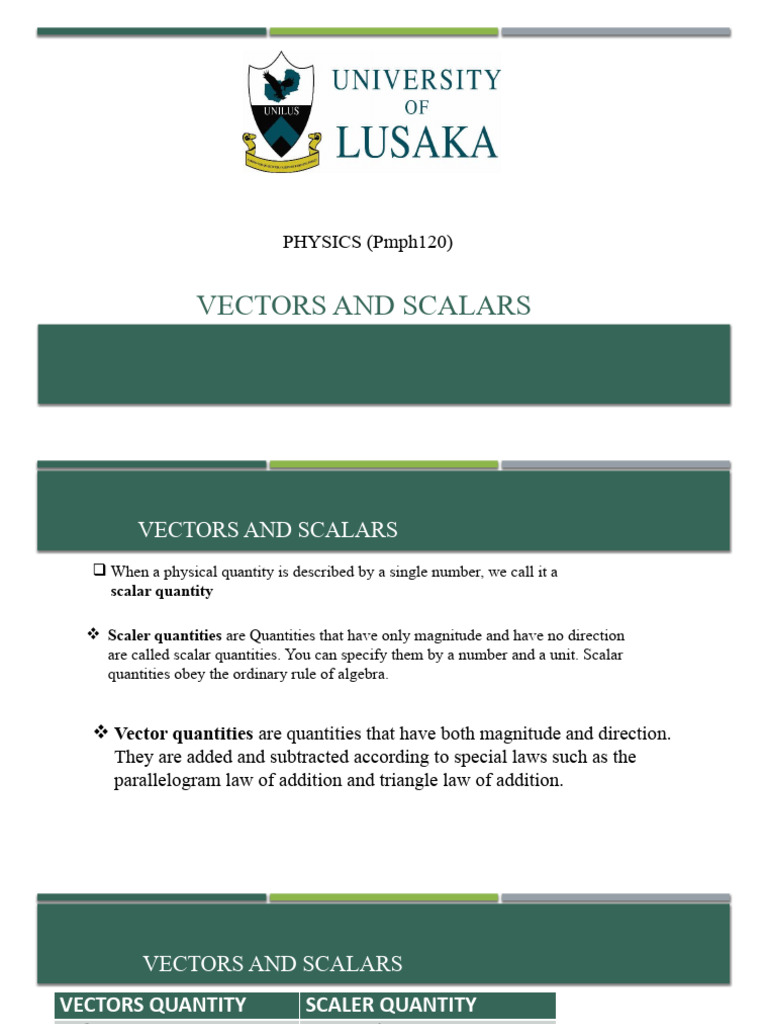 Vectors And Scalars Pdf Euclidean Vector Geometry
