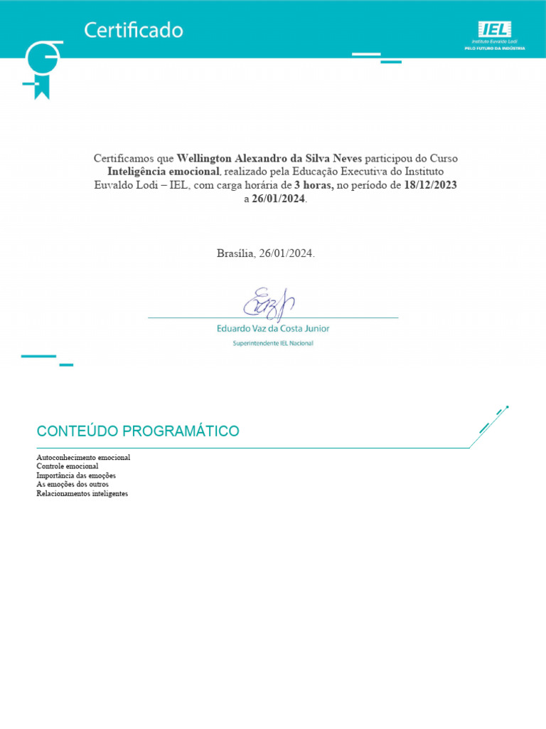 Certificado Inteligencia emocional | PDF Certificado Inteligencia emocional | PDF