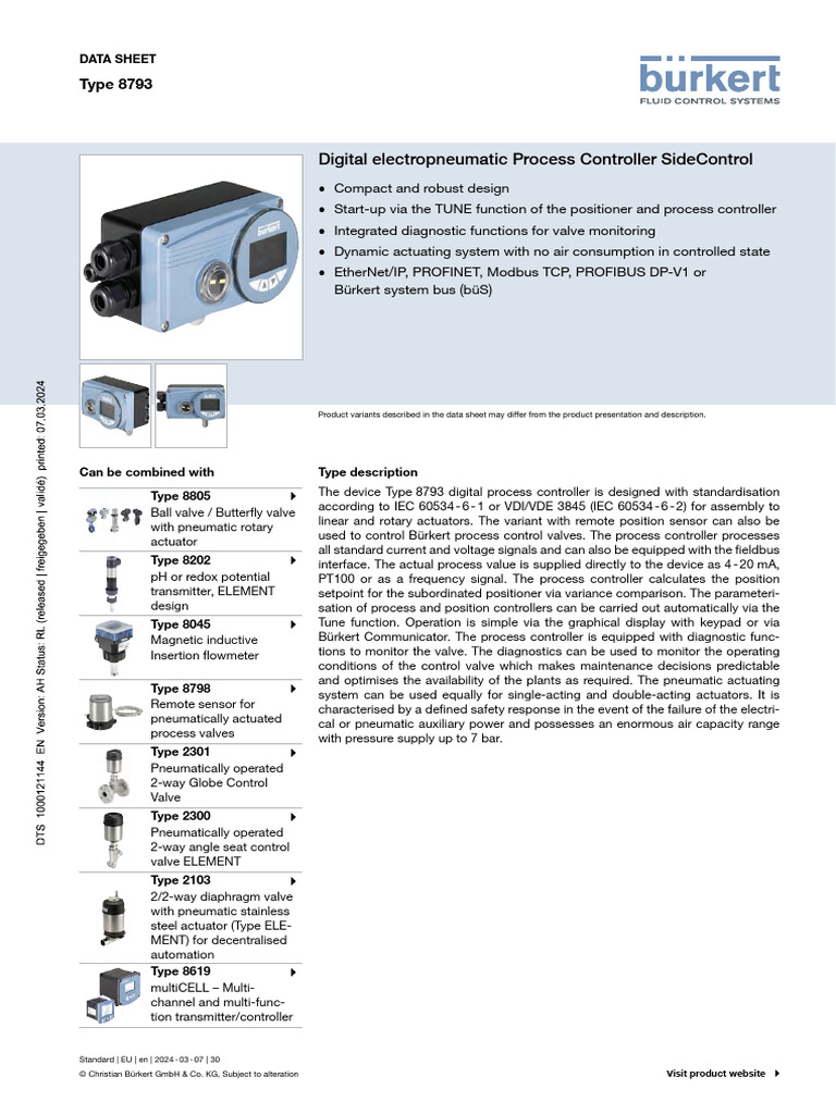 Burkert 8793 | Download Free PDF | Actuator | Valve