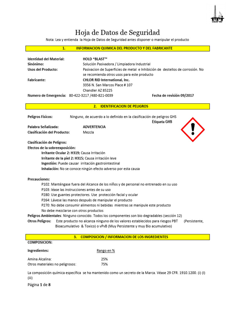 HB_SDS_SF_Spanish_0917 | PDF | Agua