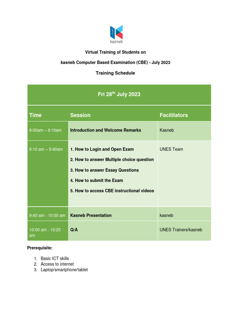 28 July 2023 Training Programme | PDF