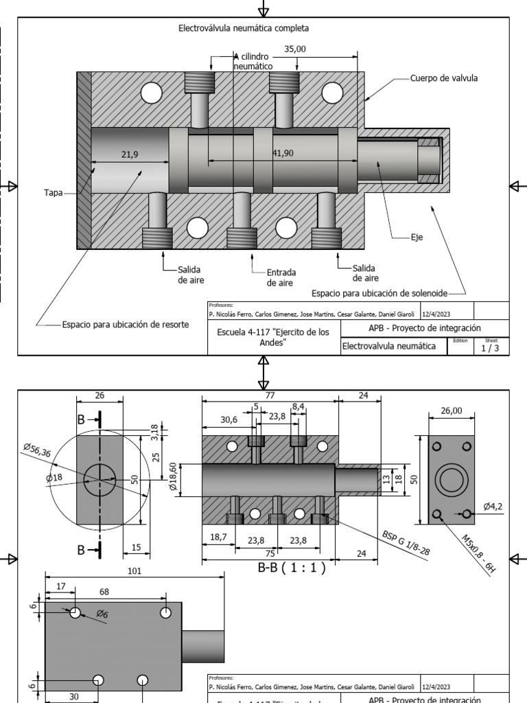 Planos valvula neumática | PDF | Dinámica de fluidos | Ingeniería Química