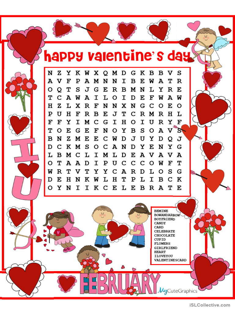 Valentine's Day Word Search Solution | PDF | Valentine's Day | Observances