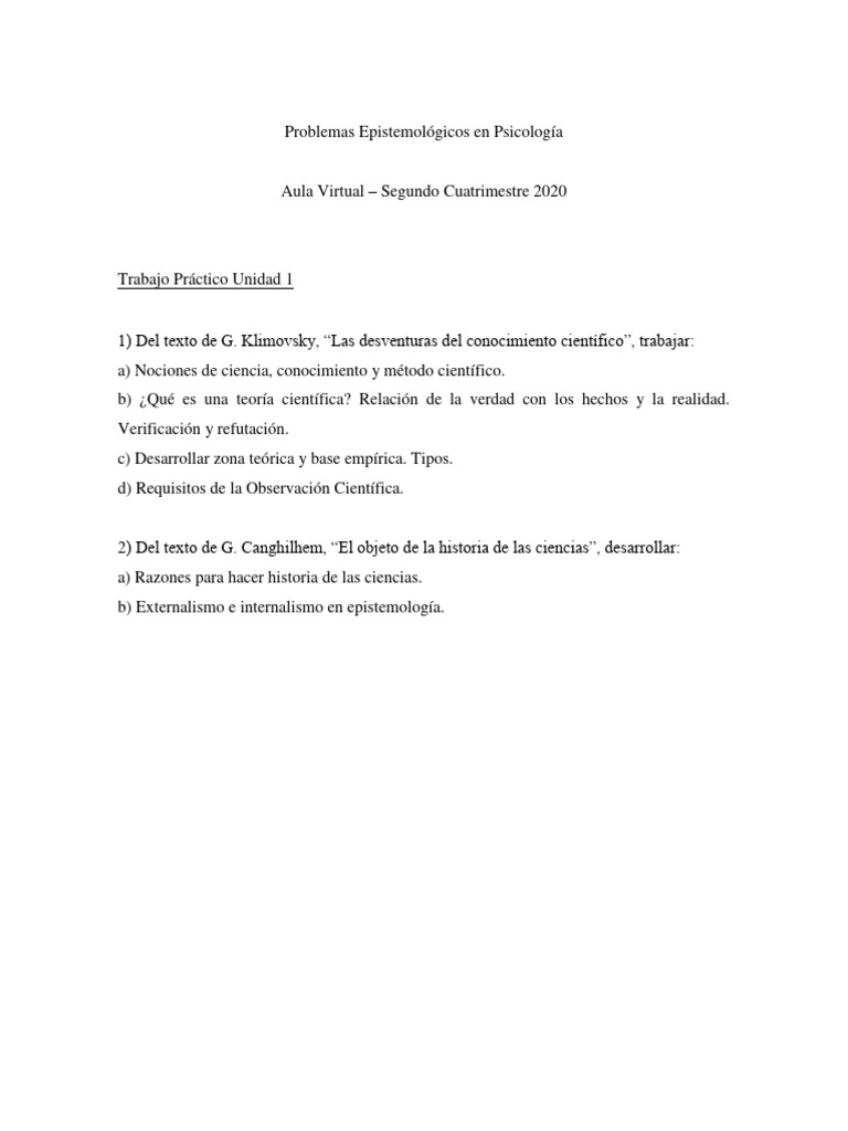 TP2 Tema1 Espistemología 2C-2020 | PDF