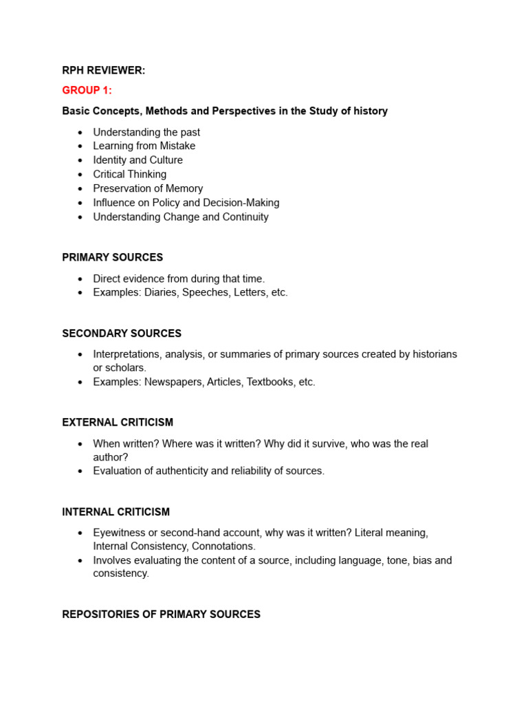 RPH Reviewer - Groups 1 To 4 | PDF | Philippines