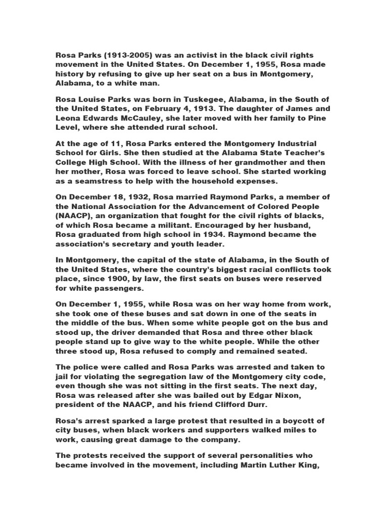 Rosa Parks | Download Free PDF | Rosa Parks | Movements For Civil Rights