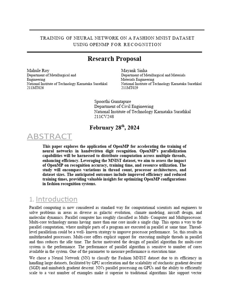 Training of Neural Network On A Mnist Dataset Using Openmp For Handwritten Digit Recognition ...