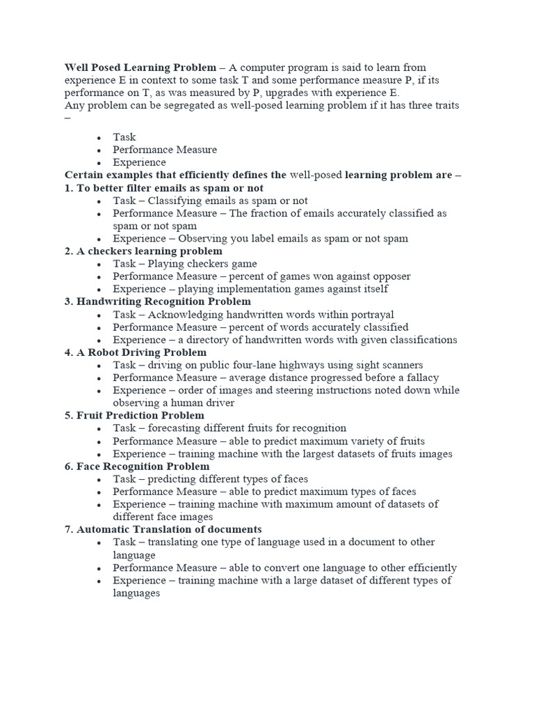 Well Posed Learning Problem | PDF | Machine Learning | Email Spam