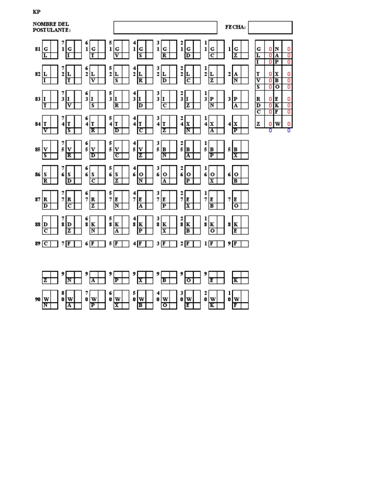 Hoja Respuesta Kostick Papi | PDF