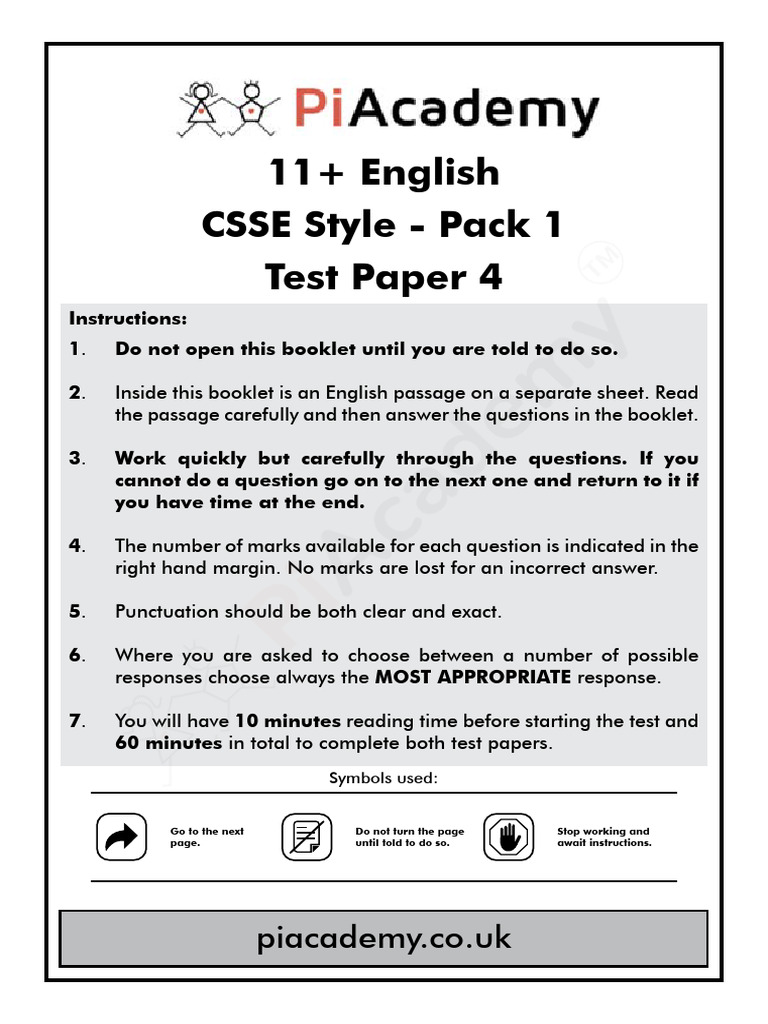 11+ Exam - English CSSE Sample Paper | PDF