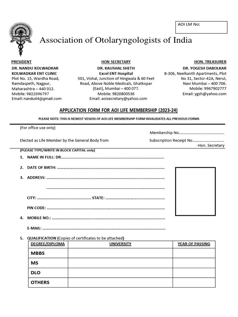 Aoi LM Form New 2023 24 | PDF | Health Care | Service Industries