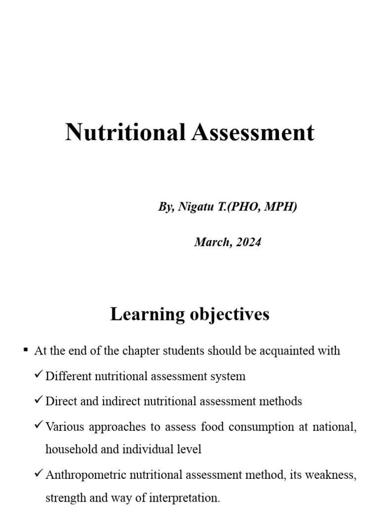 Nutritional Assessment Methods Overview | PDF | Body Mass Index ...