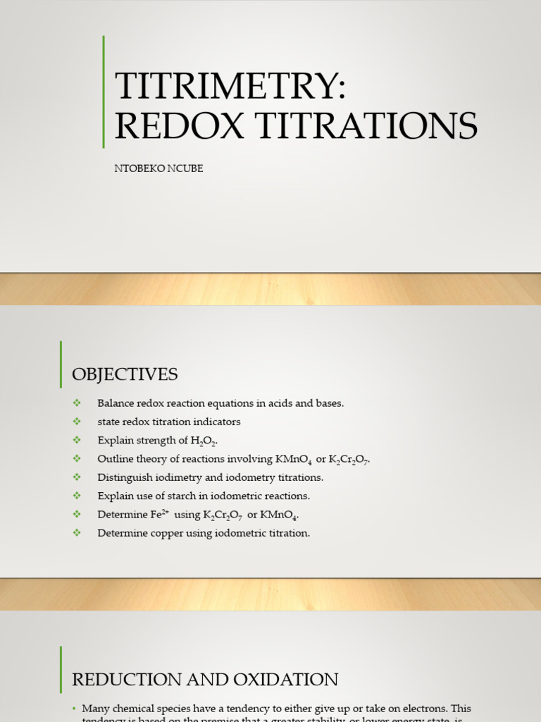 Titrimetry - R-O | PDF | Redox | Chemistry