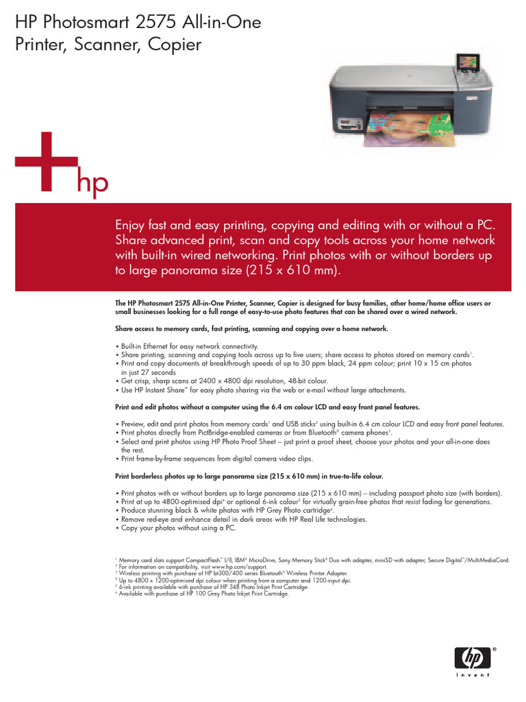 HP-2575 Spec | PDF | Printer (Computing) | Image Scanner