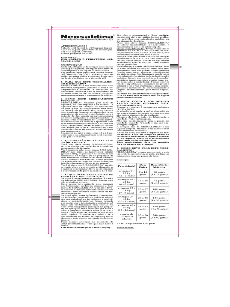 Bula Neosa Gotas | Download grátis PDF | Hipertensão | Dor