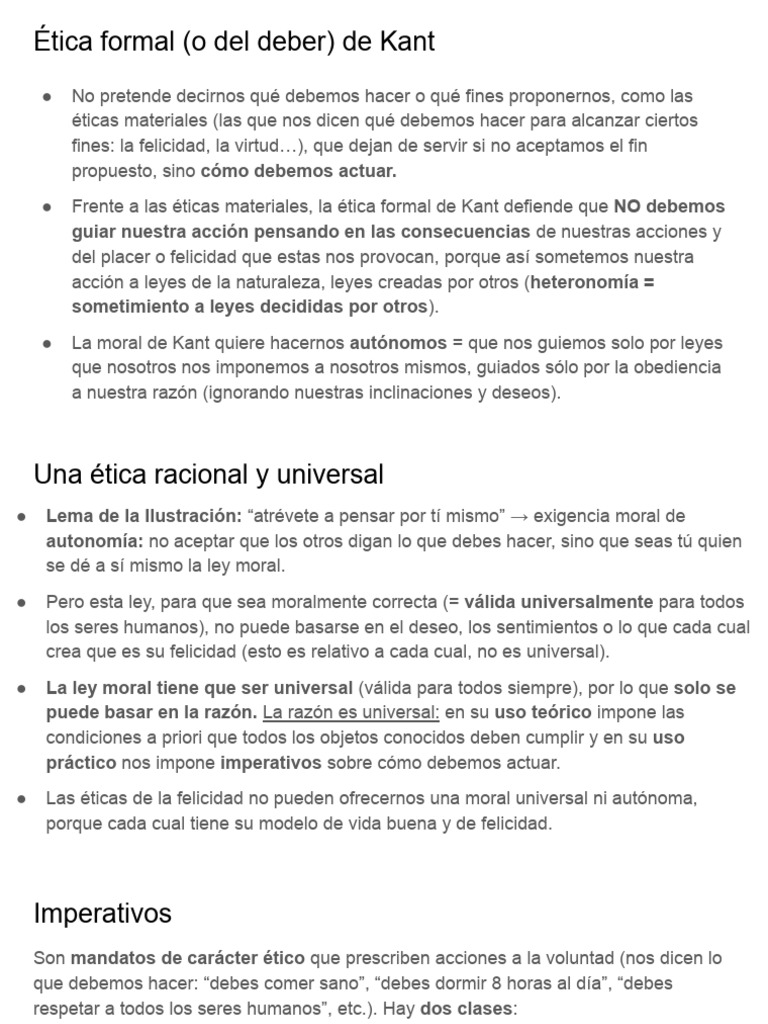 Ética de Kant | PDF | Immanuel Kant | Moralidad