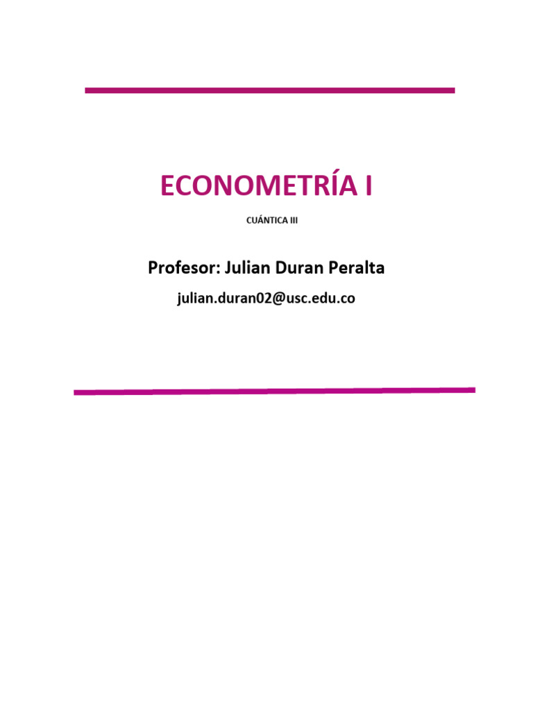 clase 2_Econometría I | PDF | Regresión lineal | Mínimos cuadrados ordinarios