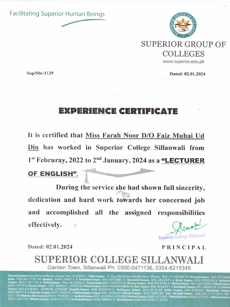 Experience Cert | PDF