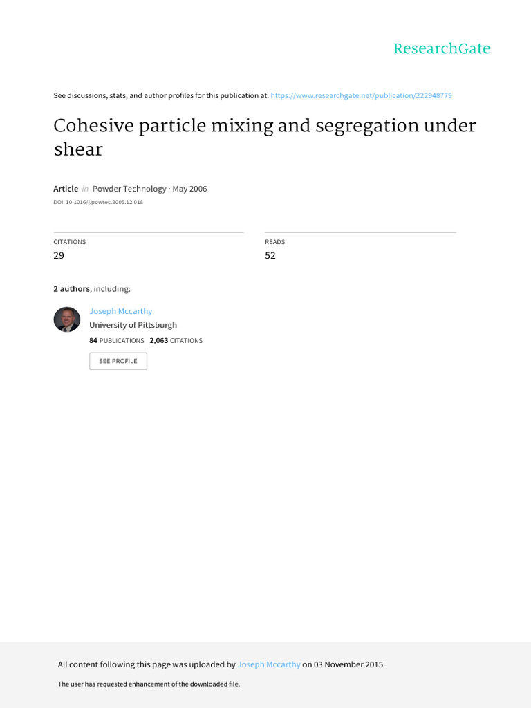 Cohesive Particle Mixing in Shear | PDF | Wetting | Force
