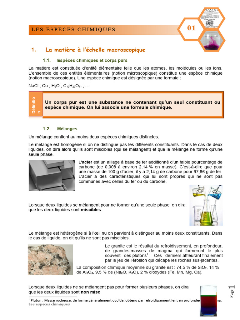 Espèces chimiques et corps purs en chimie | PDF | Atmosphère de la ...