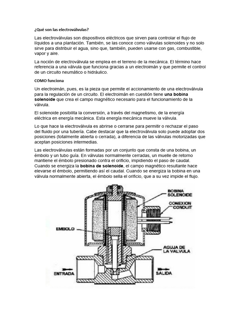 Electroválvulas TALLER 5 | PDF | Ingeniería mecánica | Ciencias fisicas