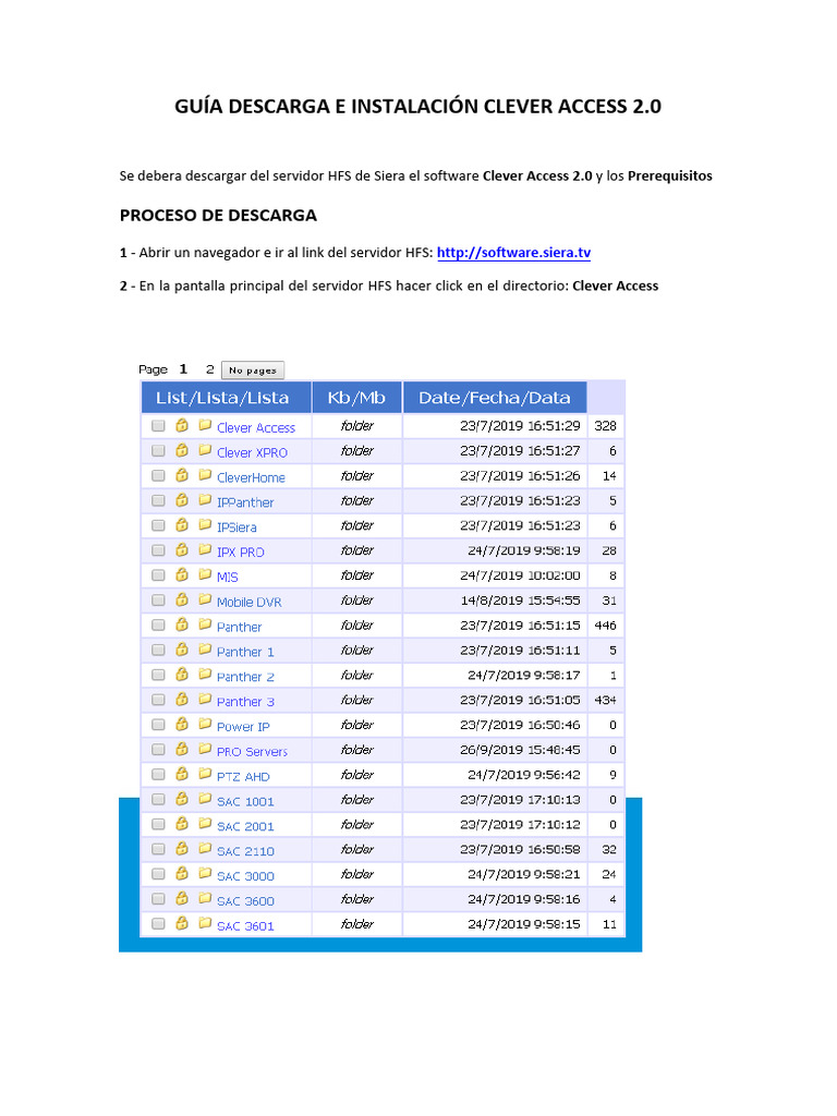 1 Clever Access 2.0 Guía Descarga e Instalación (Versión Español 0920 ...