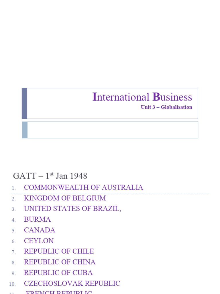 Globalisation | PDF | World Trade Organization | General Agreement On Tariffs And Trade
