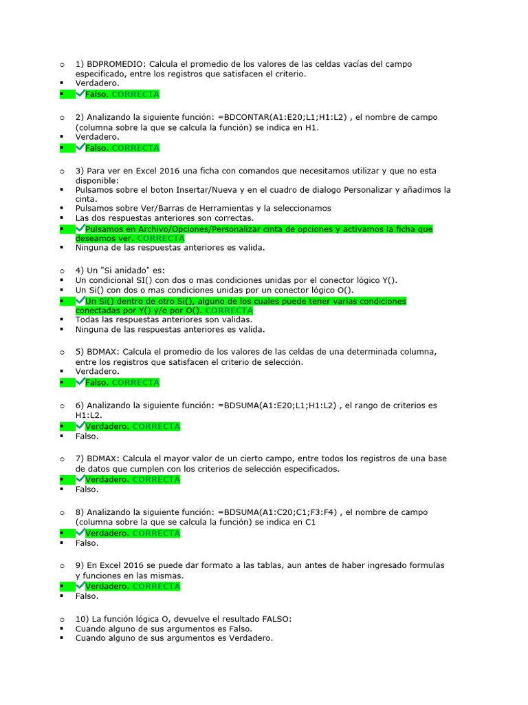Preguntas Excel | PDF | Microsoft Excel | Hoja de cálculo