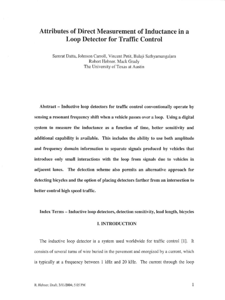 Attributes Of Direct Measurement Of Inductance In A Loop Detector For Traffic Pdf Inductance