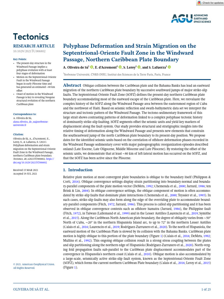 Polyphase Deformation and Strain Migration On The Septentrional-Oriente ...