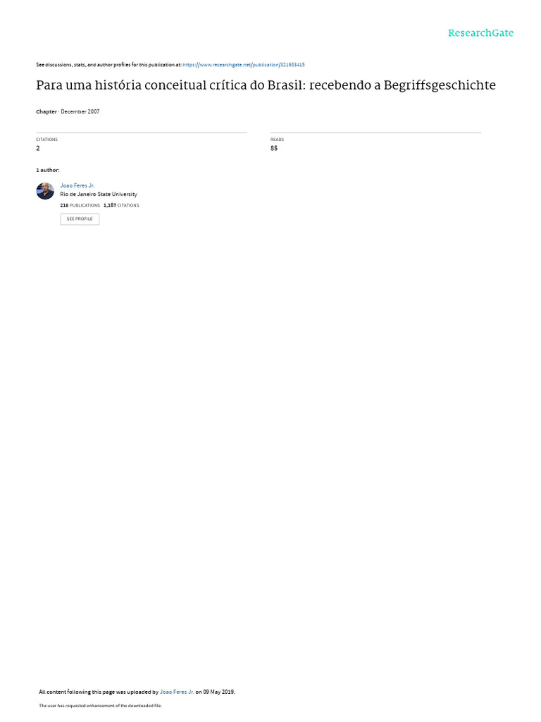 Para Uma História Conceitual Crtica Do Brasil | PDF | Sociologia | Estado