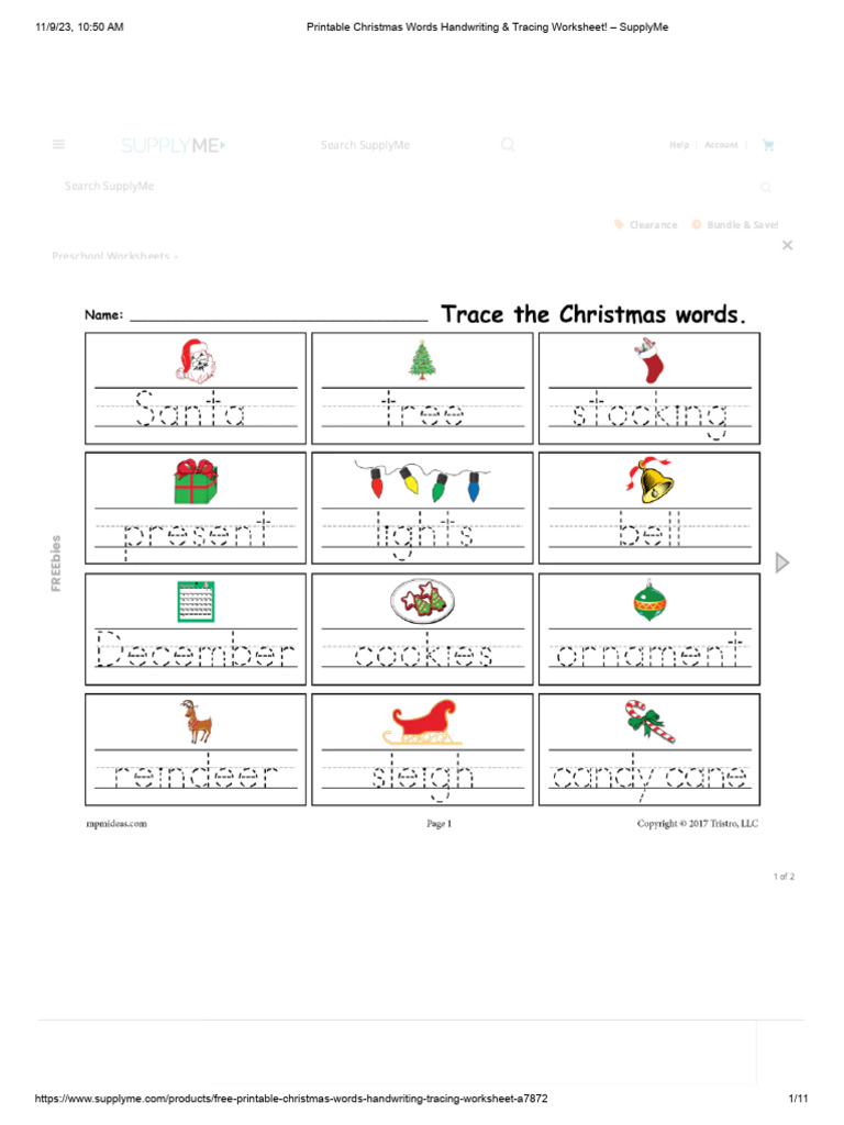 Christmas Tracing Worksheet | PDF
