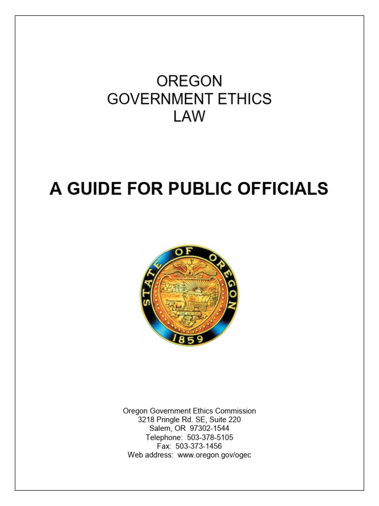 2021 PO Guide Final Adopted OREGON GOVERNMENT ETHICS LAW A GUIDE FOR ...