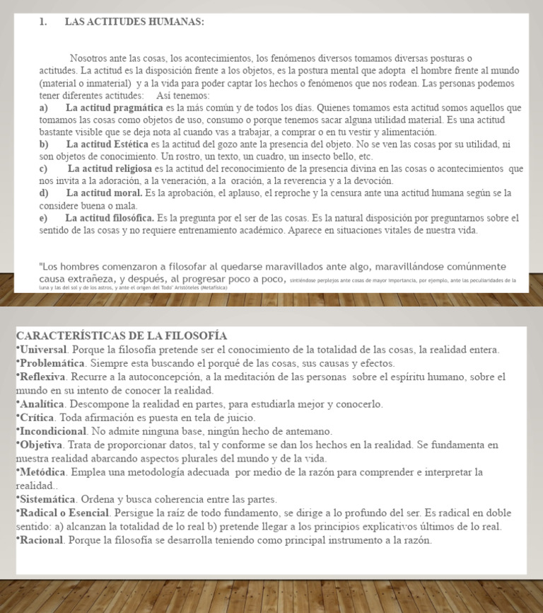 Actitudes humanas y filosofía explicada | PDF | Realidad | Razón