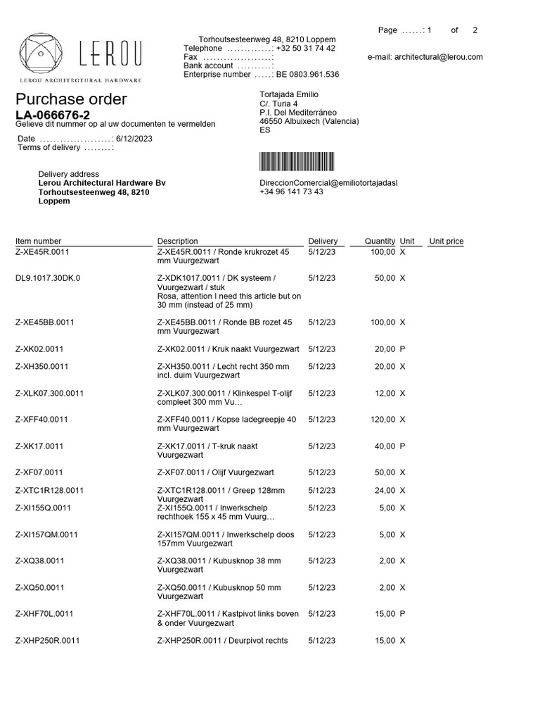 Inkooporder - Rapport 66676 | PDF