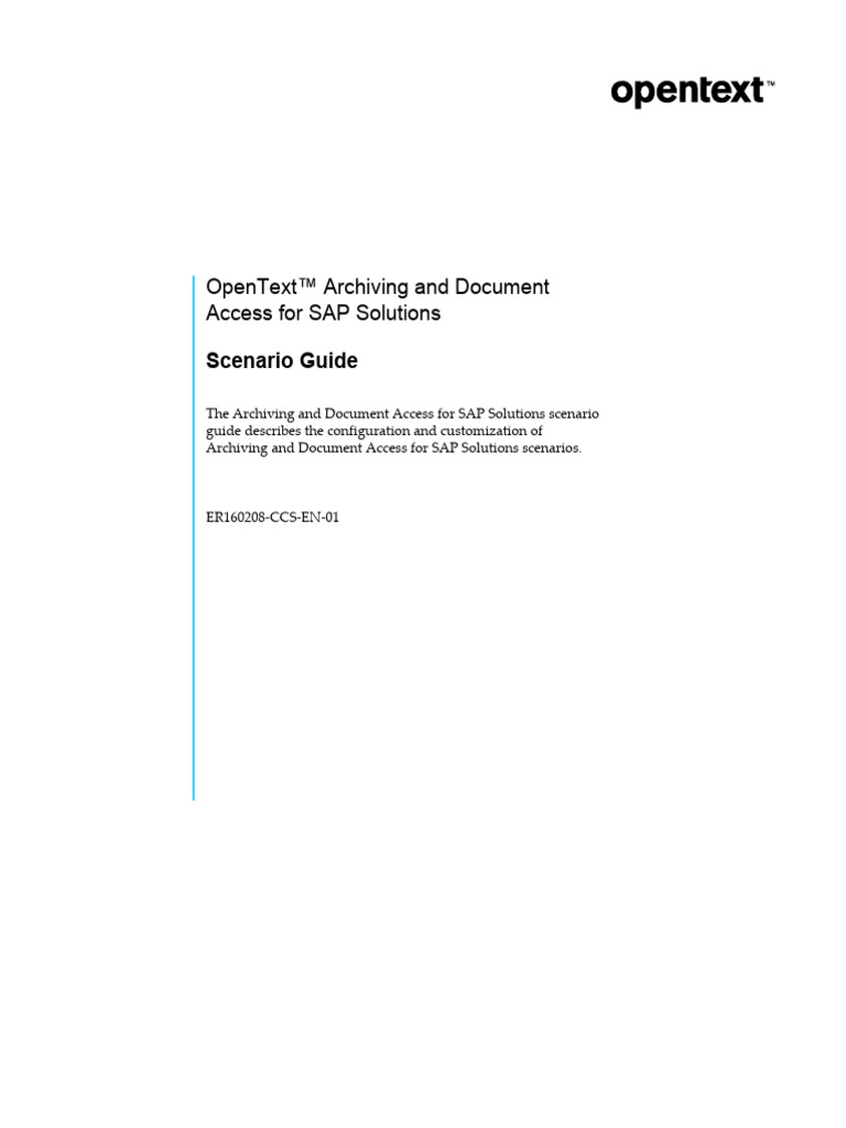 OpenText™ Archiving and Document Access for SAP Solutions Scenario Guide | PDF | Customer ...