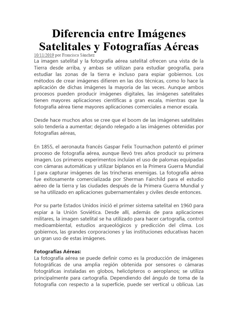 Diferencias entre Imágenes Satelitales y Aéreas | PDF | Satélite ...