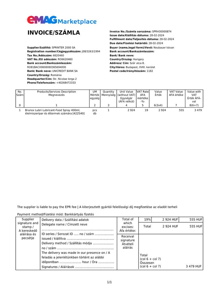 Invoice/Számla | PDF