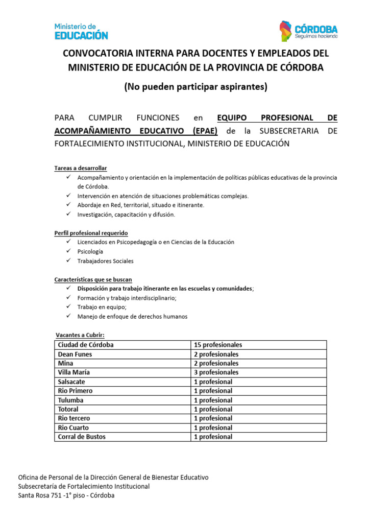 Convocatoria EPAE Córdoba 2024 | PDF