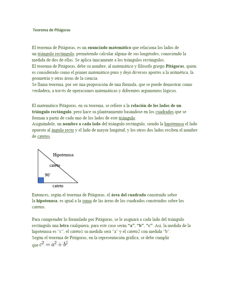 Teorema de Pitágoras: Guía Completa | PDF | Triángulo | Matemáticas