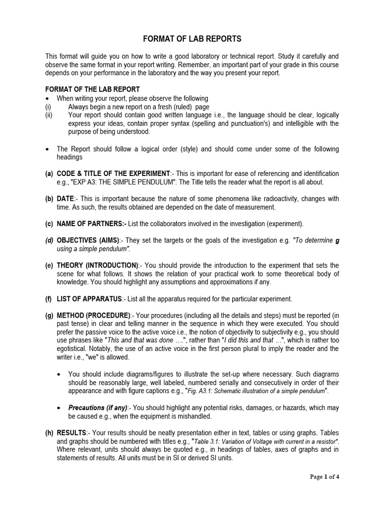 Lab Report Writing Guidelines | PDF | Observational Error | Experiment