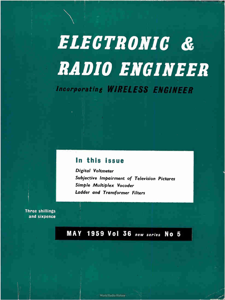 Electronic & Radio Engineer 1959 05 | PDF | Amplifier | Electrical Connector
