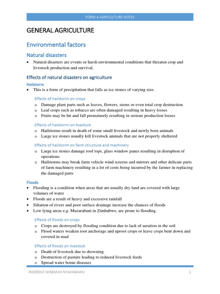 Form 4 Agriculture Notes | PDF | Cellular Respiration | Pump