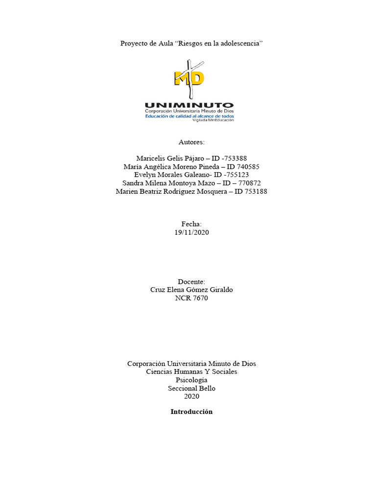 PROYECTO DE AULA | PDF | VIH / SIDA | VIH